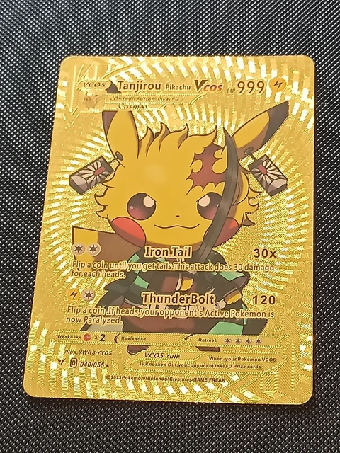 TANJIRO DEMON SLAYER Pikachu Pokemon Cosplay Carte Card New Holo Prism ...
