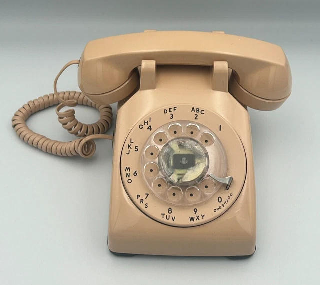 VINTAGE AT&T TAN Table Top 500 DM Rotary Dial Phone £25.09 - PicClick UK