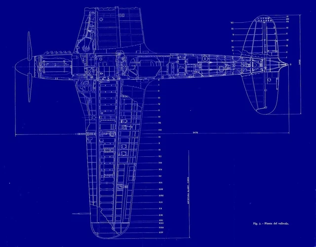 FIAT G.59 CENTAURO Trainer BLUEPRINT PLANS RARE 1940's ARCHIVE DRAWINGS ...