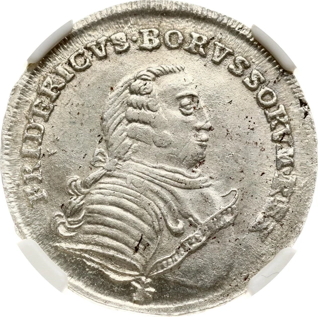 SILVER COIN GERMANY Kingdom of Prussia 18 Groscher 1751 E, Frederick II ...