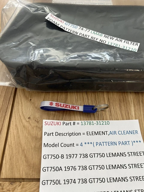 SUZUKI GT750 74-77 Lmab New Air Filter Foam Pattern Part Ref No 13781 ...