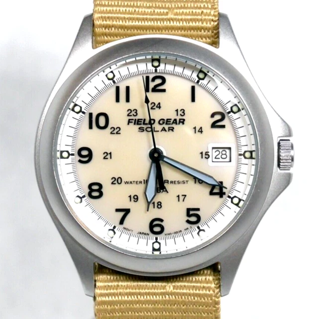 SEIKO ALBA FIELD GEAR Watch V145-0B30 Khaki Military Full Luminous ...