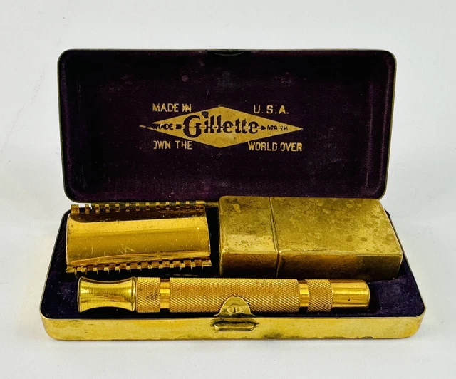 ANTIQUE 1920’S GILLETTE Cambridge Patent Pending Safety Razor Set w/NOS ...