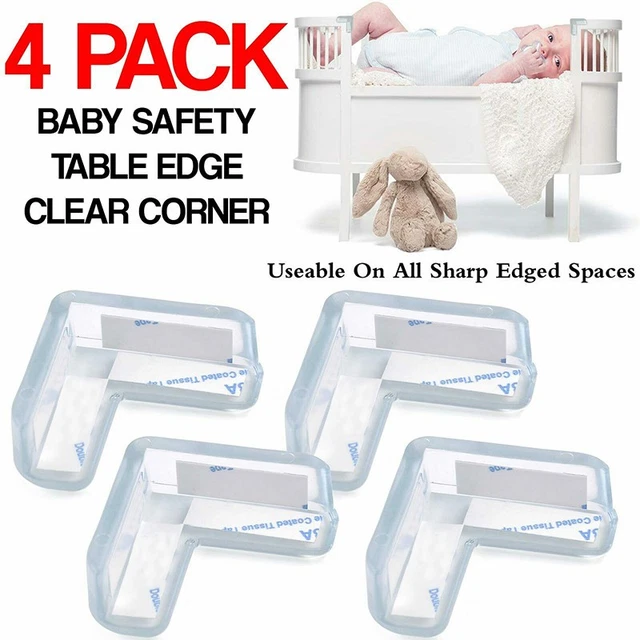 4X CLEAR RUBBER Furniture Corner Edge Table Cushion Guard Protector ...