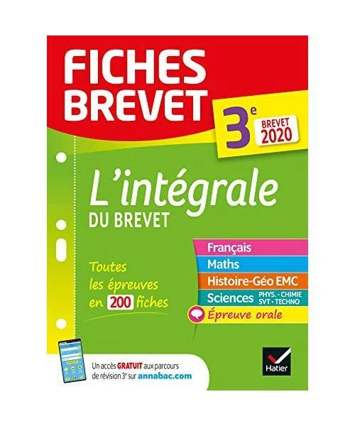 FICHES BREVET L'INTÉGRALE du brevet 3e Brevet 2020: fiches de révision ...