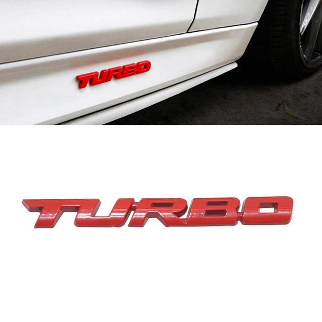 3D TURBO LOGO Red Car Styling Sticker Metal Emblem Badge Decal Car ...