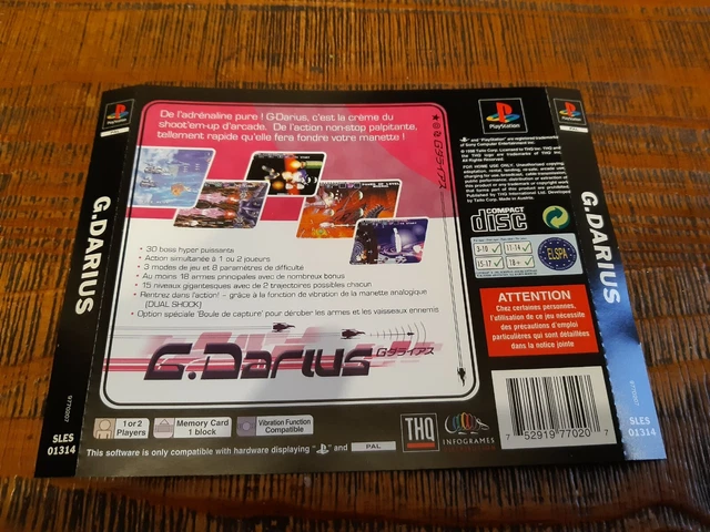 JAQUETTE ARRIÈRE SEUL sony playstation 1 PS1 - g darius EUR 25,00 ...