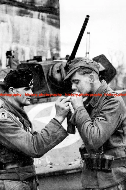 F016662 WEHRMACHT TANKER and Infantryman of Waffen SS. Smoke Cigarette ...