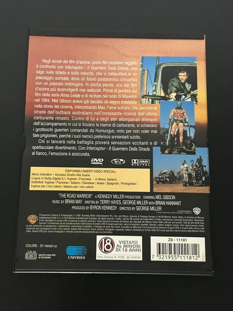 INTERCEPTOR MAD MAX 2 with Mel Gibson - ITA DVD in Italian SNAPPER ...