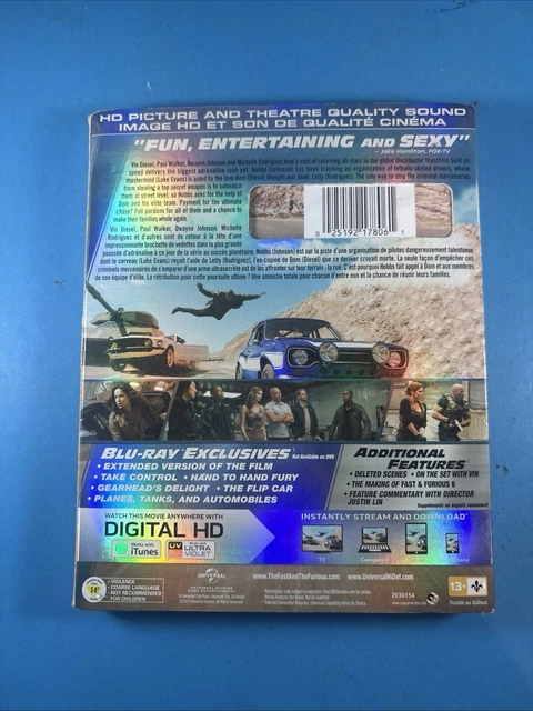 FAST FURIOUS 6 (Blu-ray/DVD, 2013, 2-Disc Set, Canadian) $9.99 ...