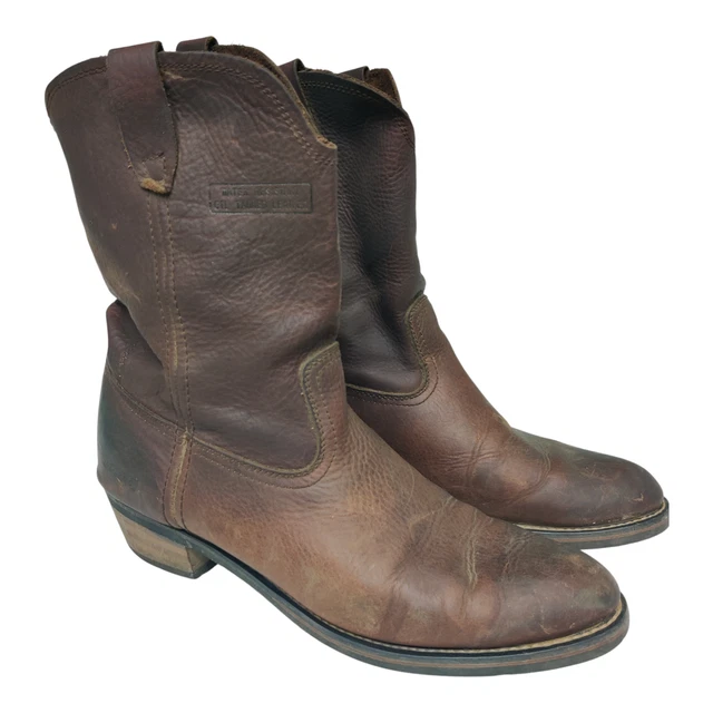 ADTEC WESTERN WORK Boots Mens Size 12M Brown Leather Mid Calf Pull On £ ...