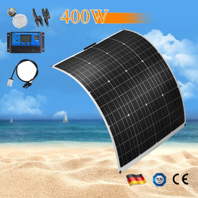 12V 400W FLEXIBLE Solar Panel Mono Caravan Camping Home Battery ...