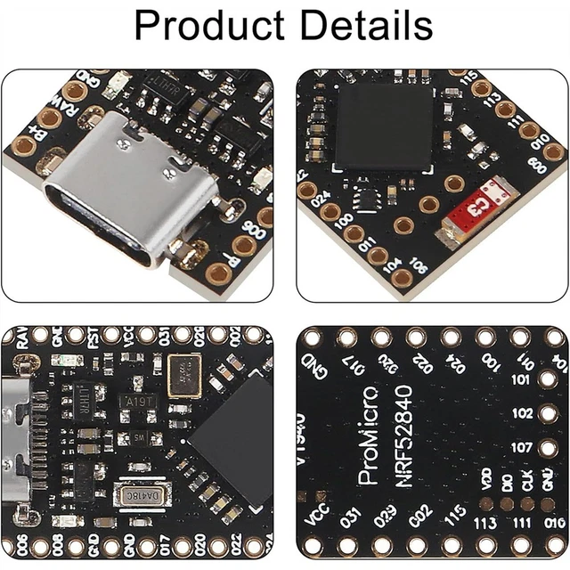 PRO MICRO BLUETOOTH Type-C Entwicklungsboard, NRF52840 für -IDE, 5 ...