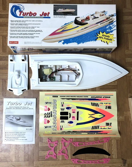 VINTAGE RCLINE TURBO Jet Electric Powered R/C Deep Vee Speed Boat $150. ...