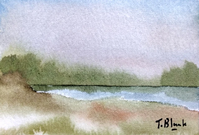 ORIGINAL AQUARELL - Landschaft mit See. EUR 8,00 - PicClick DE