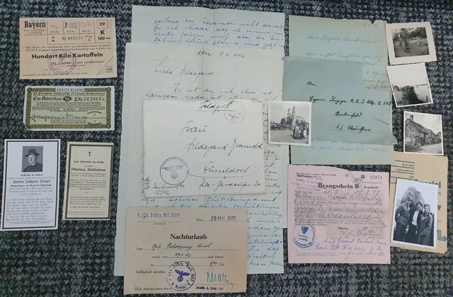 ORIGINAL GERMAN WW2 Bundle/lot Soldiers letter Photos Death Cards ...