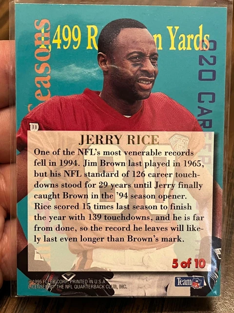 JERRY RICE 1995 Fleer Insert « Ultra Réalisation » #5 San Francisco ...