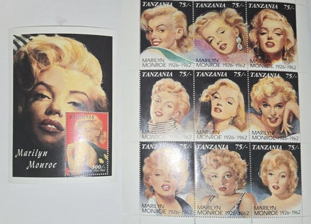 ST. VINCENT 1994 - Marilyn Monroe - Sheet of 9 Stamps plus addtional ...