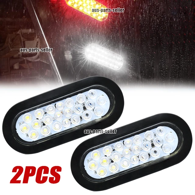 6& INCH WHITE Oval 22 LED Backup Reverse Tail Lights + Recessed DOT/SAE ...