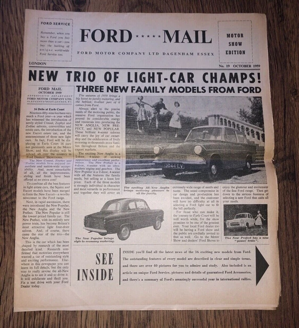 FORD MAIL NO.19 OCTOBER 1959 Newspaper Consul Zephyr Zodiac Thames £12. ...