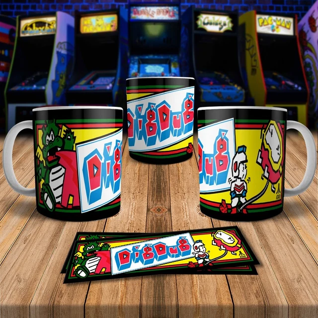 VINTAGE RETRO ARCADE Marquee - Gamer Video Gaming Mug - Dig Dug - Gift ...