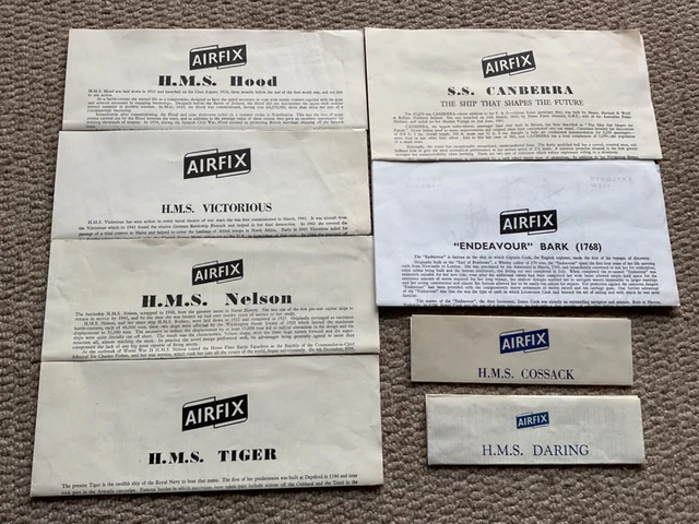 AIRFIX MODEL SHIP instruction sheets. HMS Hood, Vctorious, Nelson ...