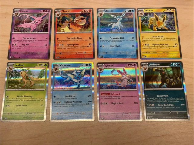 POKÉMON CARDS HOLO Bundle Prismatic Evolutions Eeveelutions Full Set x8 ...