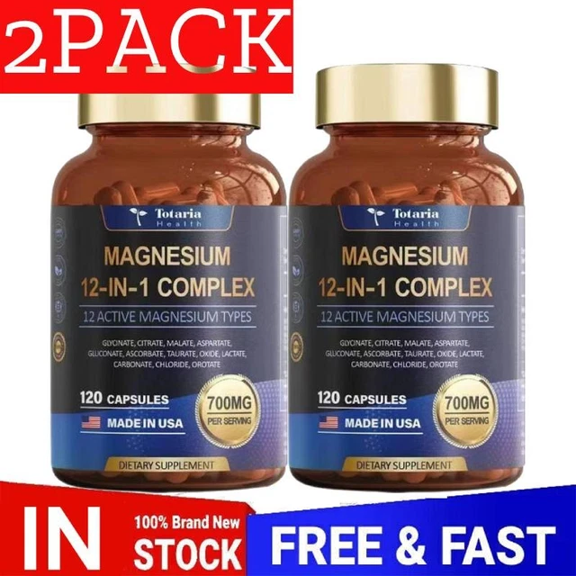 2PACK MAGNESIUM 12 in 1 Complex - Magnesium Glycinate, Citrate, L ...
