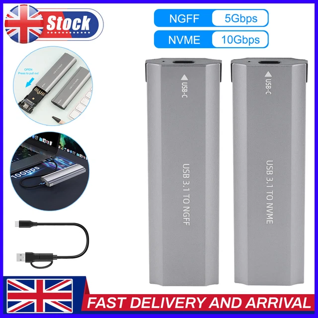 M.2 NVME / SATA SSD Enclosure Caddy USB 3.1 Type C M2 PCIe NGFF Adapter NEW~ £7.88 - PicClick UK
