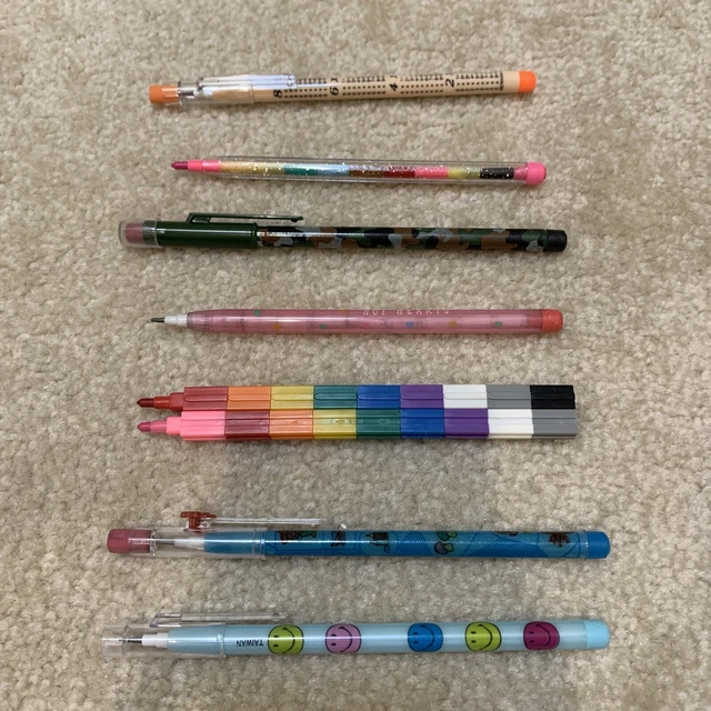 LOT OF 7 Vintage Stacking Point Push Lead Pencils and Crayons Blocks ...