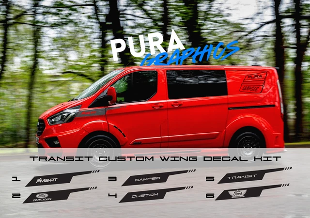 FORD TRANSIT CUSTOM Graphics Wing Decal Side Stripe Camper Van MSRT £19 ...