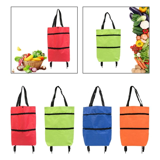 SAC DE COURSES à roulettes, sac fourre-tout d'épicerie, pochette EUR 17 ...