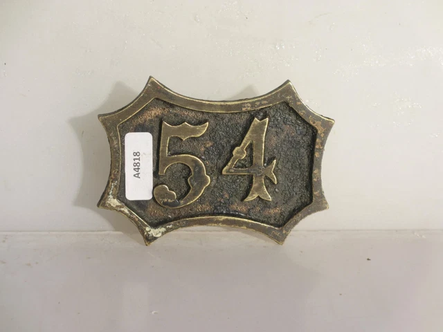 VINTAGE BRASS HOUSE Number Sign "54" Fifty-Four Antique Old 3.5"W £20. ...