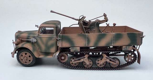 1:35 KFZ 3B Opel Blitz Maultier 2cm Flak 38 Model Kit gebaut pro built ...