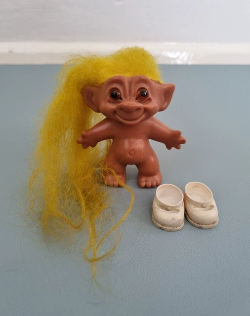 RARE VINTAGE 60S Troll Doll Regd Des UK DAM Yellow Hair Toy Figure £38. ...