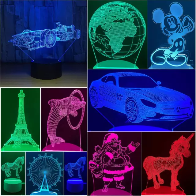 3D LED ILLUSION Night Light Table Lamp Kids Gift Changing Colours ... 3D LED ILLUSION Night Light Table Lamp Kids Gift Changing Colours ...