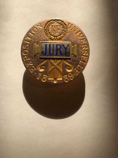 TRES RARE BADGE medaille de jury exposition universelle 1889 a paris ...