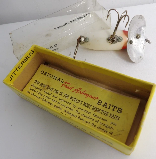 VINTAGE FRED ARBOGAST Jitterbug Bass Surface Bait Noisey Nib Paperwork ...