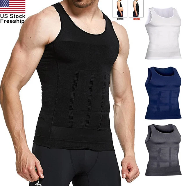 MENS SLIMMING BODY Shaper Belly Chest Compression Vest Girdle T-Shirt ...