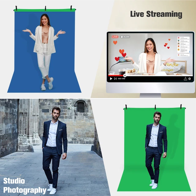 5X7FT GREEN SCREEN Blue Screen Backdrop Double-sided Chromakey ...
