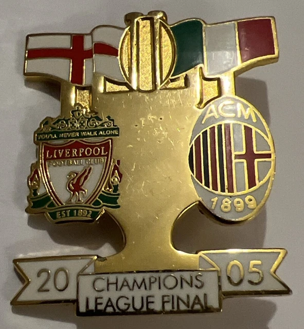 LIVERPOOL FC PIN badge, 2005 Champions League Final, Gold Version £6.00 ...
