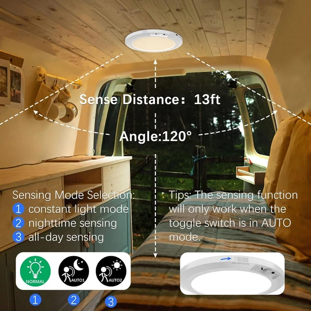LED CEILING LIGHT with Motion Sensor, Magnetic Mount, 10000Mah Rechargeable Batt £27.95 ...