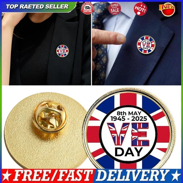 VE DAY 80TH Anniversary Pin Day Badge VE Day 1945-2025 Anstecknadel ...