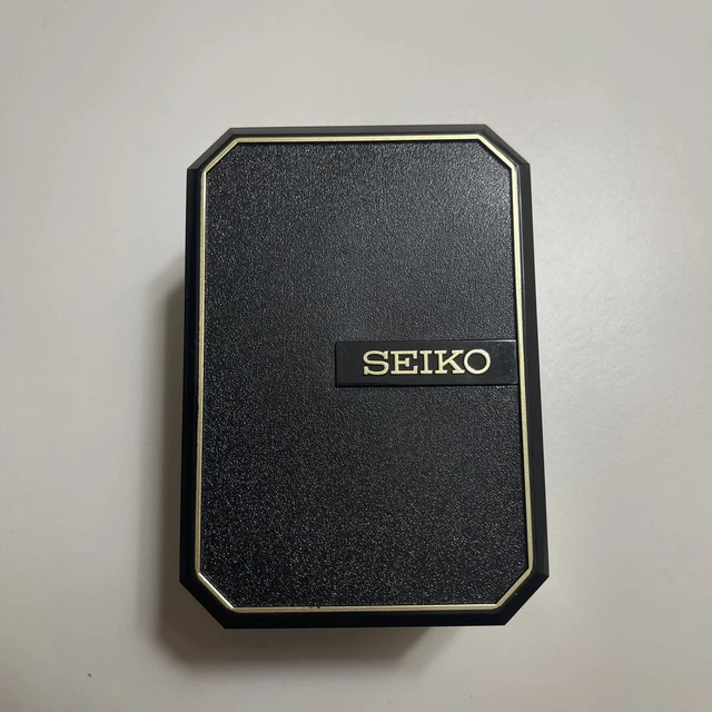 VINTAGE SEIKO AUTHENTIC Empty Watch Black Hard Box Presentation Storage ...