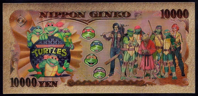 TEENAGE MUTANT NINJA Turtles "Leonardo" 10,000 Yen Gold Foil Plastic ...