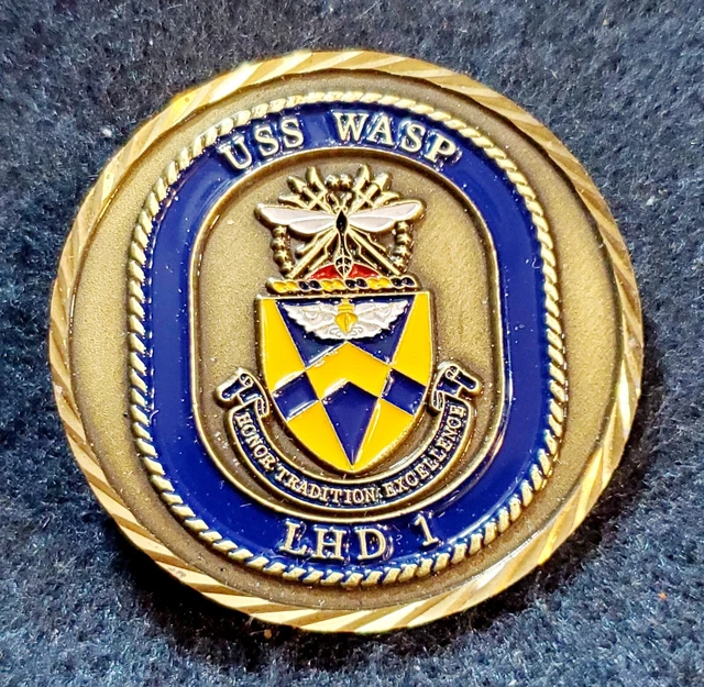 LHD-1 USS WASP Amphibious Assault Ship Gator US Navy Challenge Coin ...