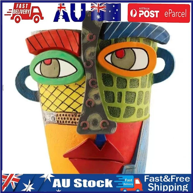 PICASSO ABSTRACT FACE Flower Pot Resin Handmade Brutalist Beauty Face ...