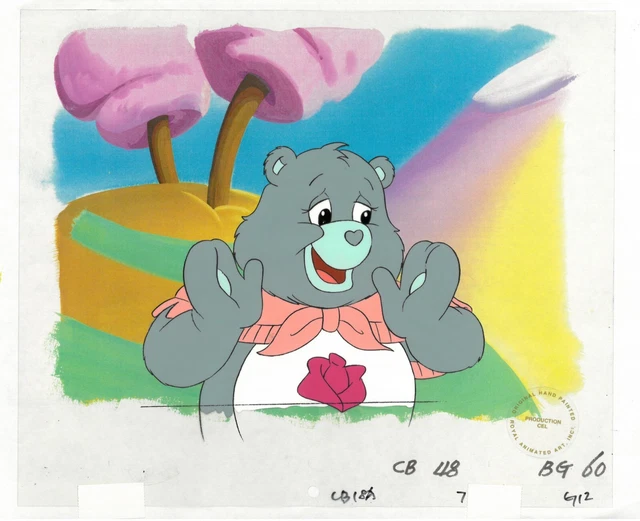 THE CARE BEARS Original Production Cel Grams Bear Smiling Animated Art ...