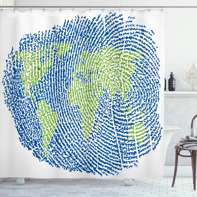 WORLD MAP SHOWER Curtain Fingerprint World Map £24.67 - PicClick UK