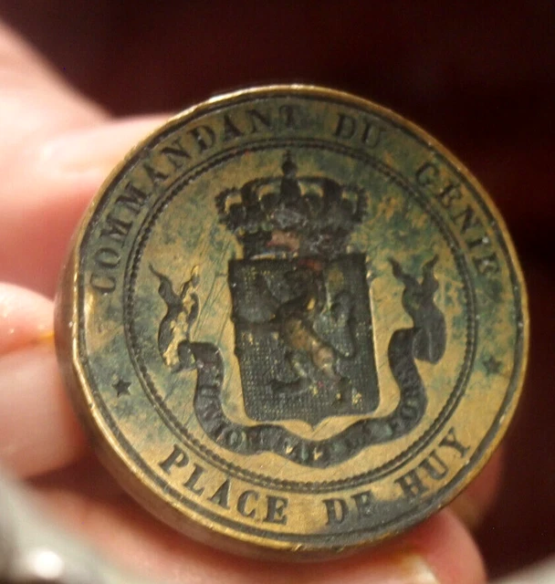 ANCIEN SCEAU CACHET A Cire Belge " Commandant Du Genie De La Place De ...